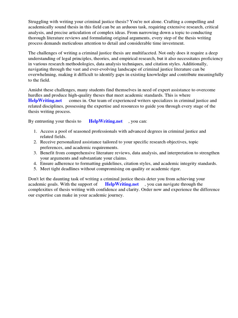 Example of Criminal Justice Thesis | PDF | Crimes | Crime & Violence