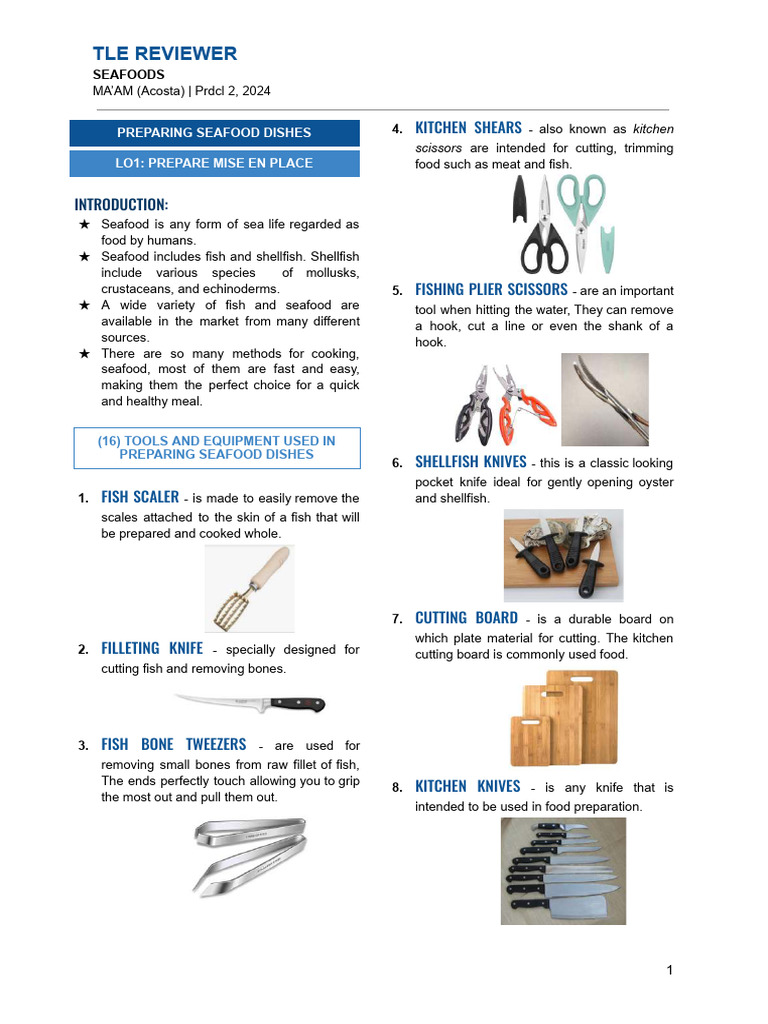 Tle Reviewer 2ND PRDCL 1 | PDF | Seafood | Tuna