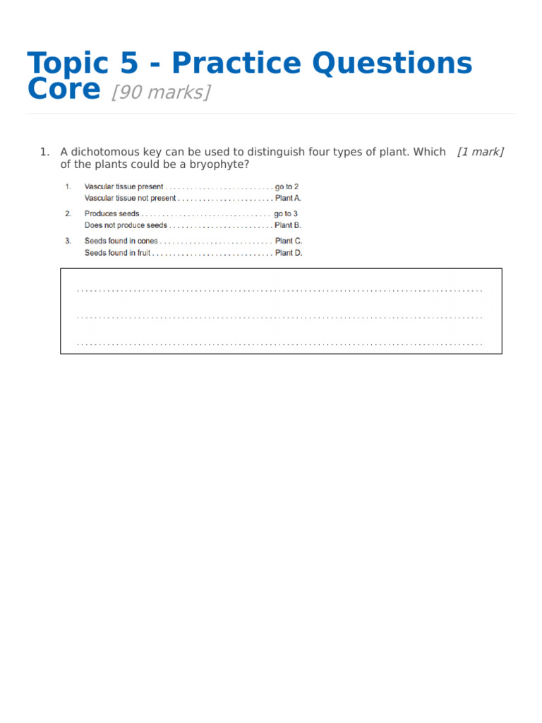 Topic 5 - Practice Questions Core | PDF