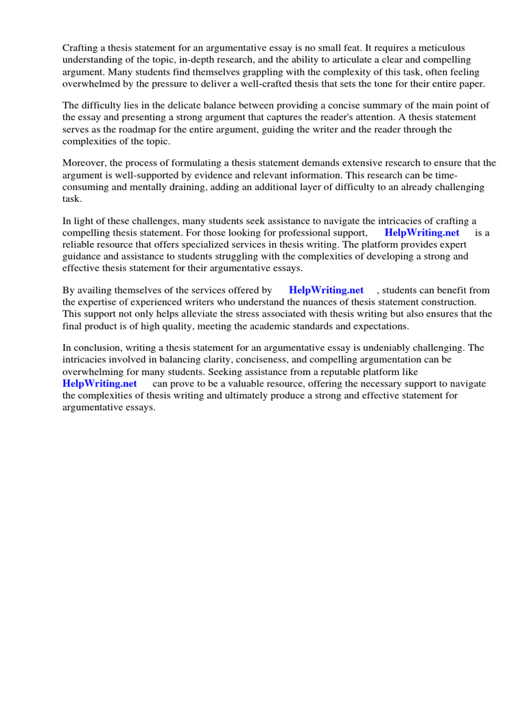 Sample Thesis Statements For Argumentative Essay | PDF | Essays