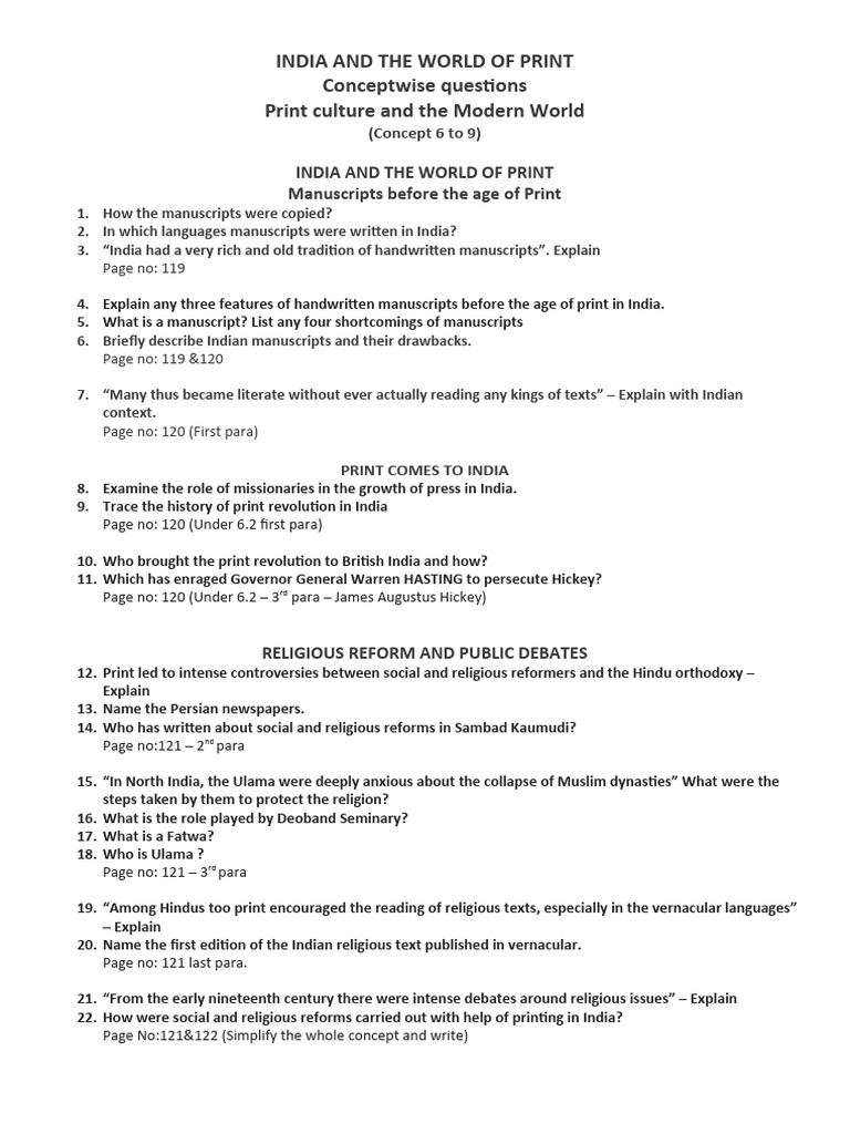 Conceptwise Questions - Print | PDF | Ulama | Manuscript