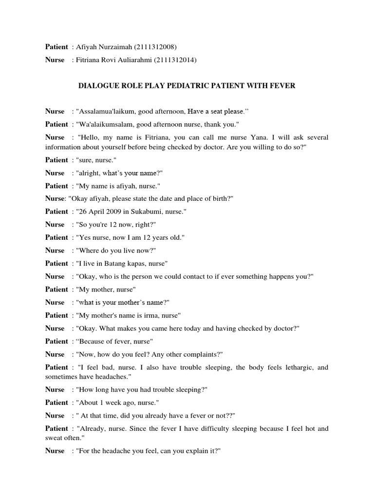 Dialog - B.Inggris (Paediatric With Fever) | Download Free PDF ...