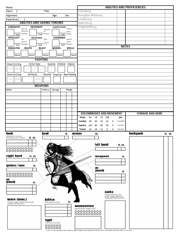 Character - Sheet - and - Inventory - Female | PDF | Role Playing | Role Playing Games
