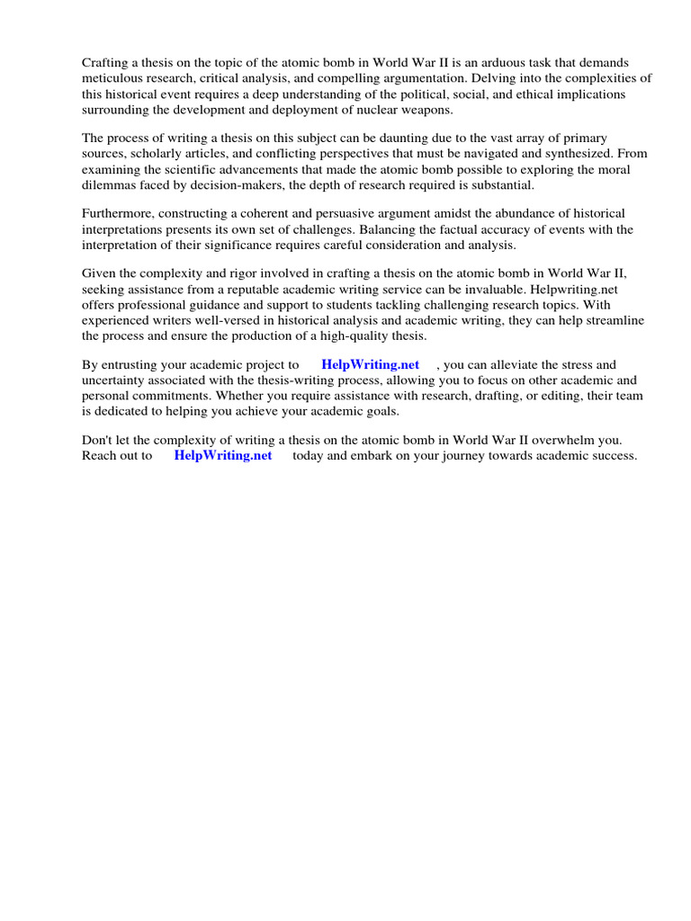 Thesis Guide: Atomic Bomb in WWII | PDF | Travel