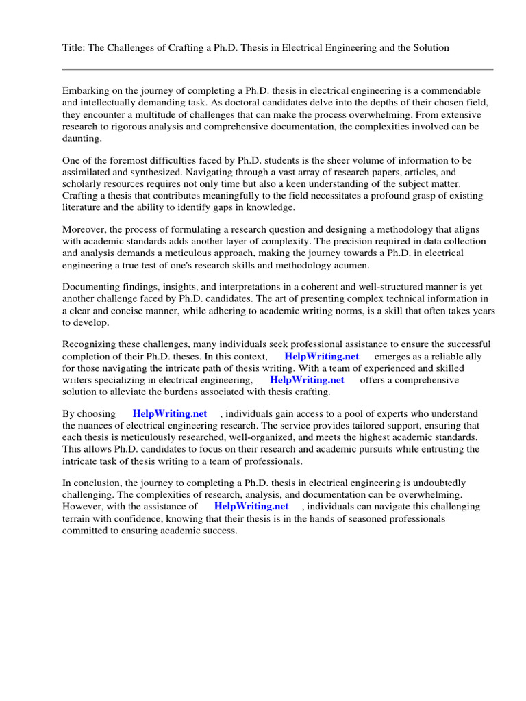 PHD Thesis in Electrical Engineering | PDF | Thesis | Doctor Of Philosophy