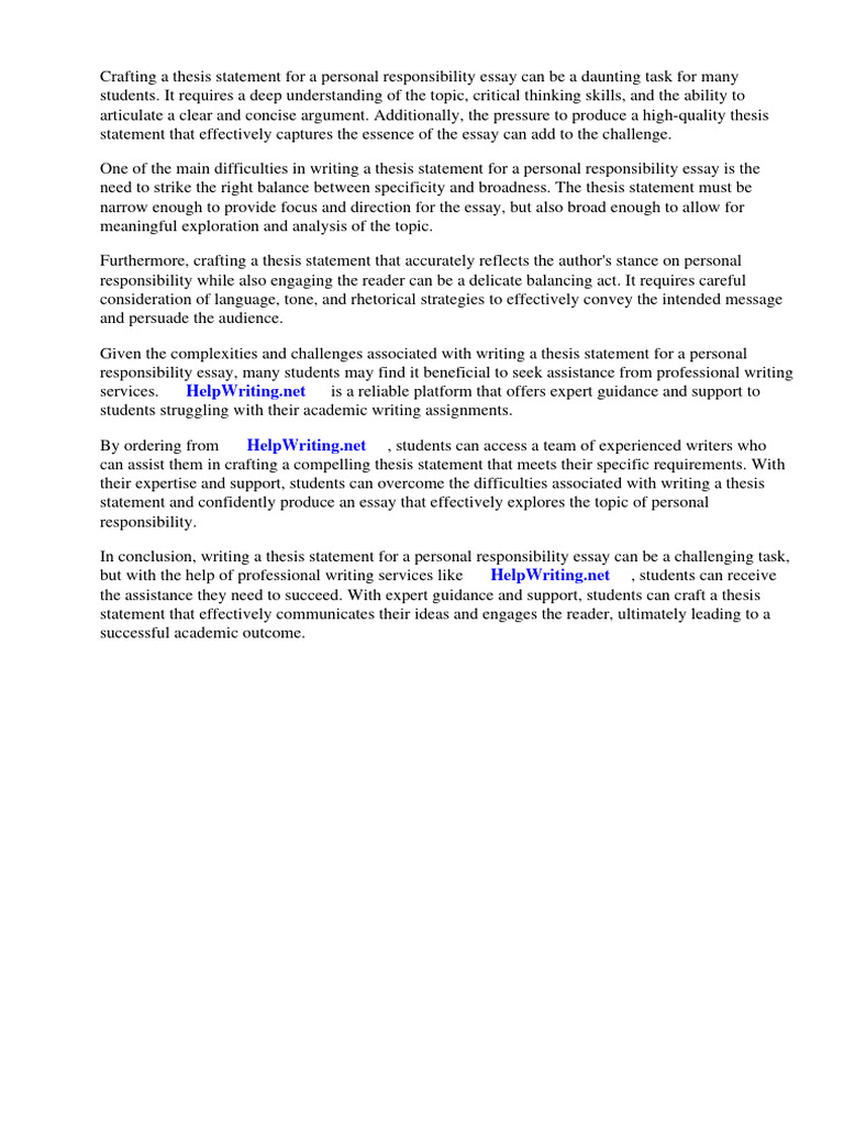 Crafting a Personal Responsibility Thesis | PDF | Essays | Expert