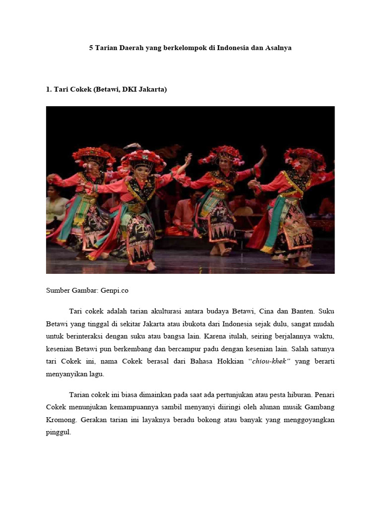 10 Tarian Daerah di Indonesia dan Asalnya | PDF