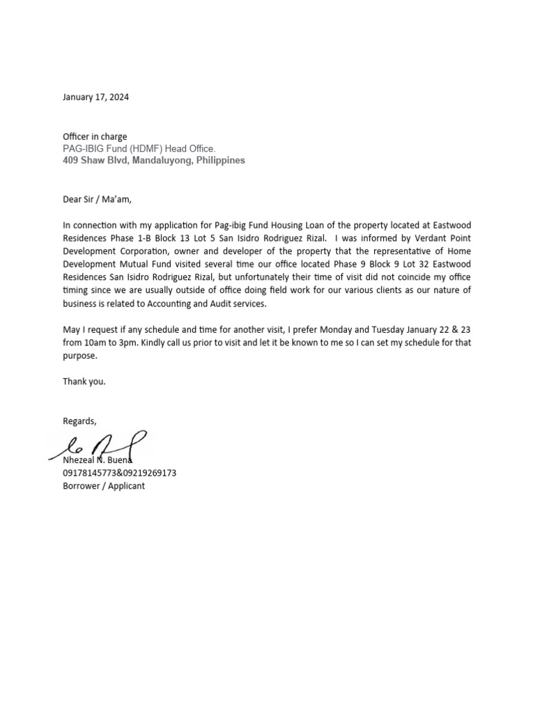 Pag-Ibig Letter | PDF