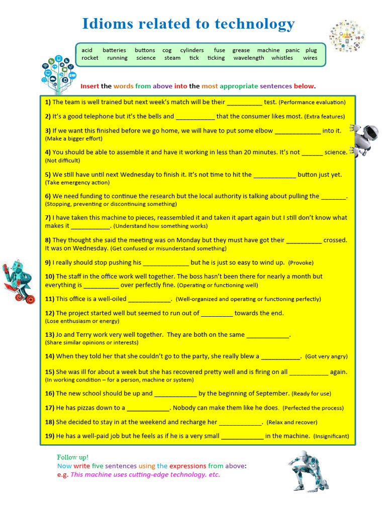 Idioms About Technology CLT Communicative Language Teaching Resources ...
