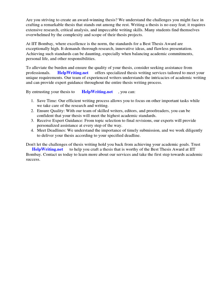 Best Thesis Award Iit Bombay | PDF | Doctor Of Philosophy | Thesis