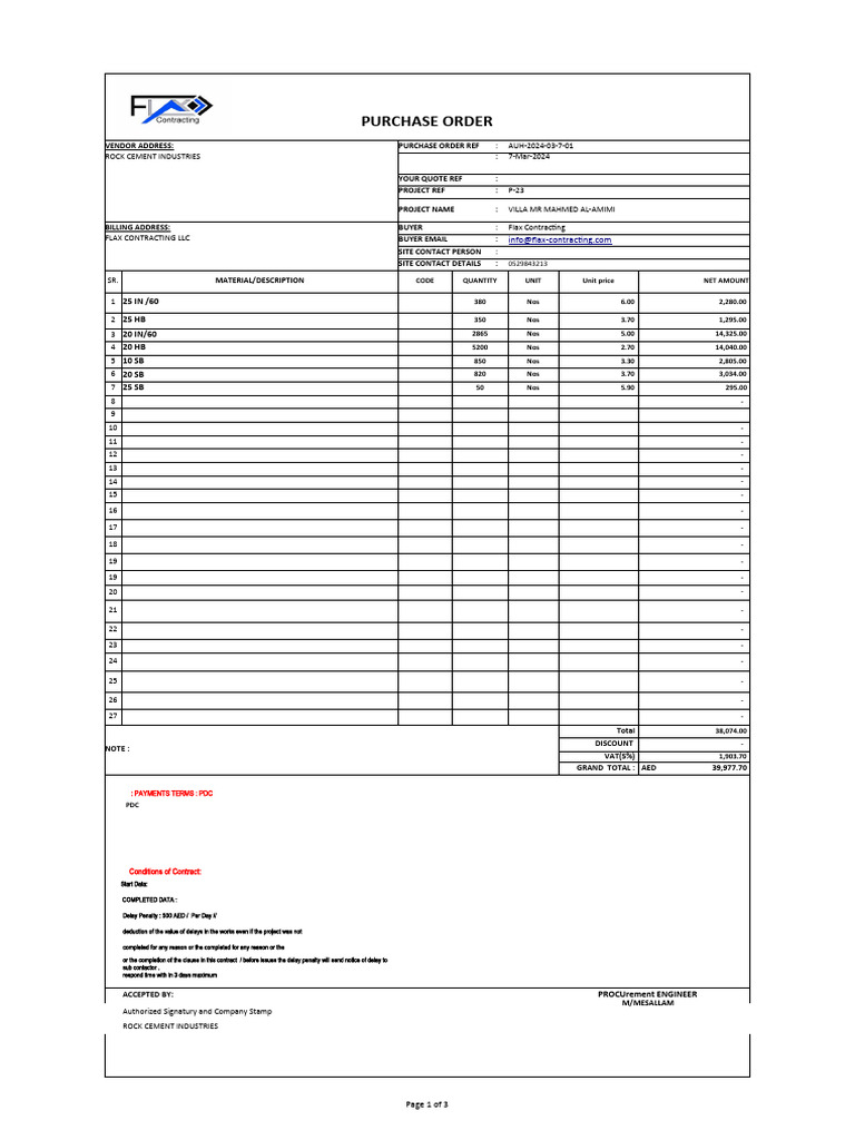 Purchase Order: Conditions of Contract | PDF