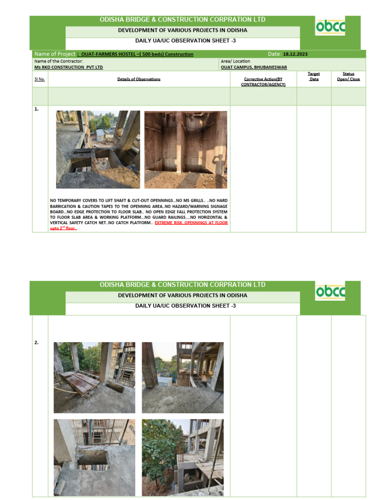011 DAILY Observation Sheet-REPORT - 3 | PDF