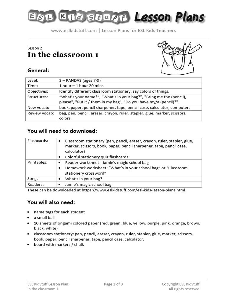 Level 3 - Lesson 2 - in The Classroom | PDF | Lesson Plan | Classroom