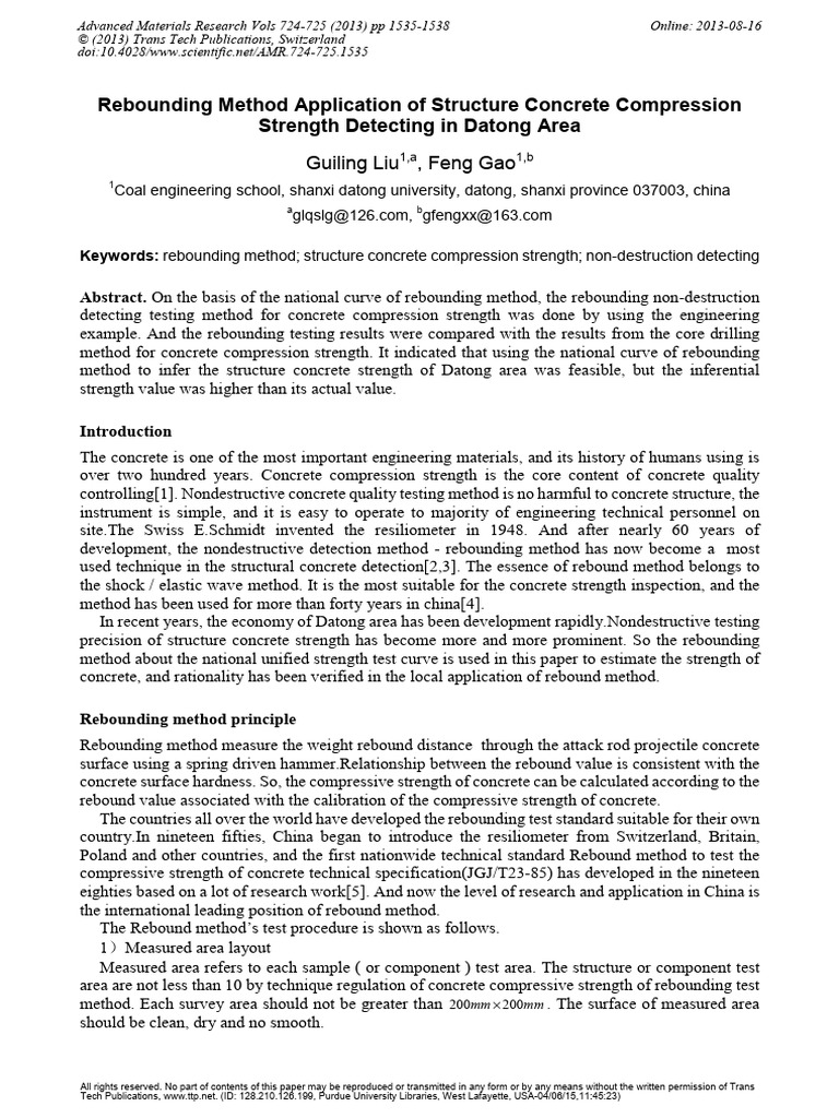Rebounding Method Application of Strcuture Concrete Compression ...