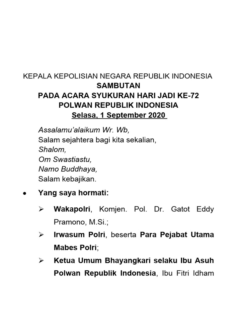 Sambutan Hut Polwan | PDF