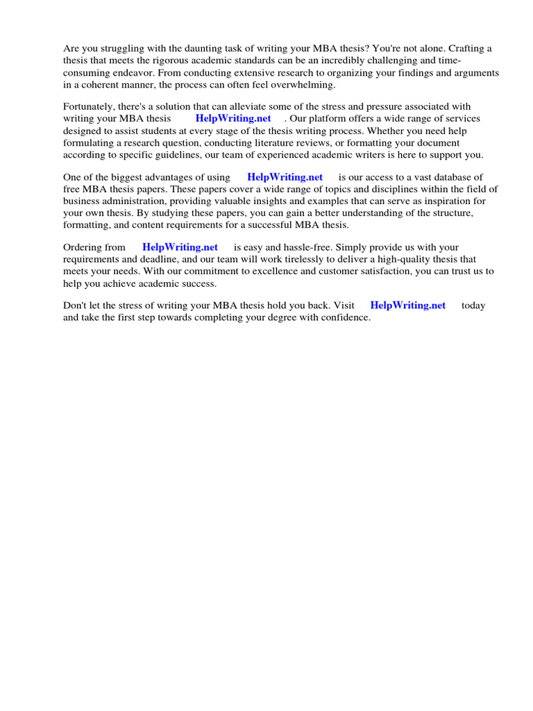 Free Mba Thesis Papers | PDF | Thesis | Banks