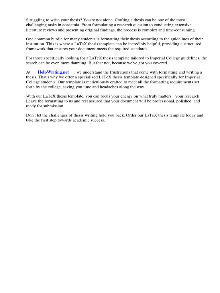 Latex Thesis Template Imperial College | PDF | Thesis | Doctor Of ...