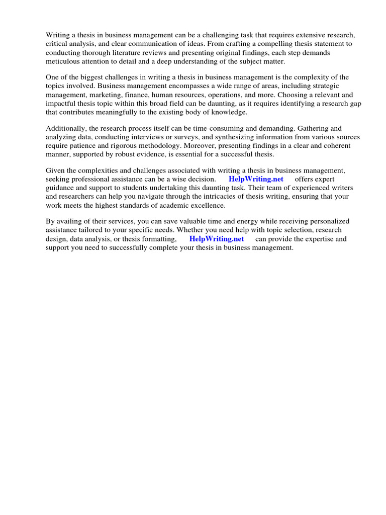 Sample Thesis Title in Business Management | PDF | Thesis | Sampling ...