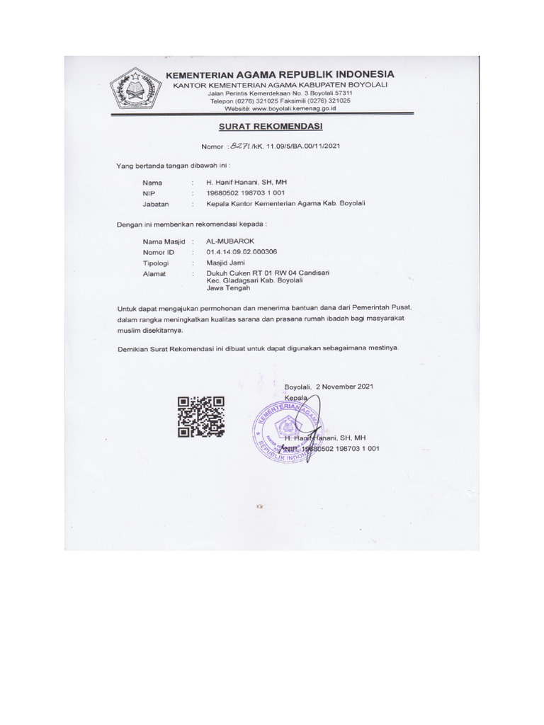 contoh_surat_rekomendasi | PDF