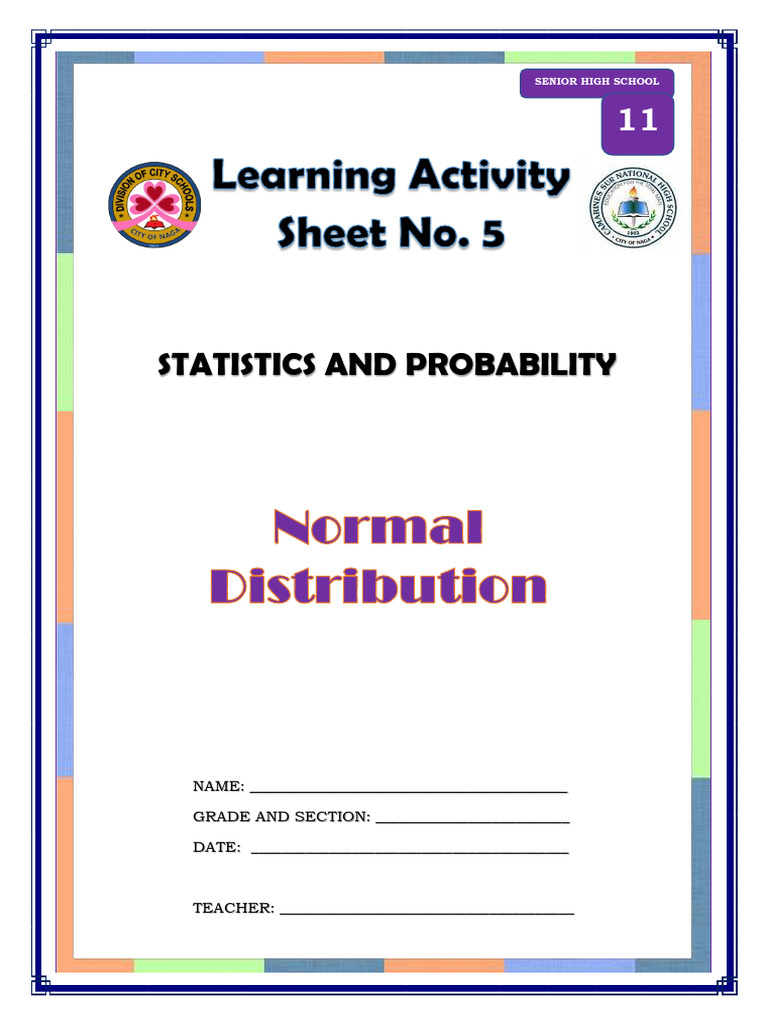 Learning Activity Sheet 5 Statistics Probability 1 | PDF | Standard Score | Normal Distribution