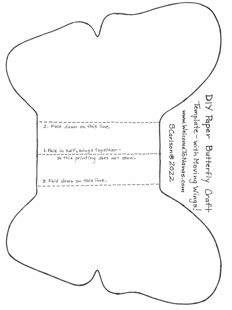 DIY Paper Butterfly Craft Template With Moving Wings Pattern | PDF