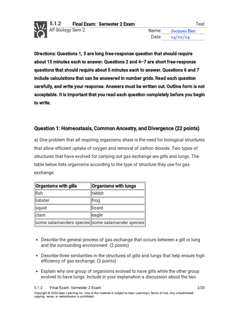 5.1.2 Final Exam - Semester 2 Exam (Test) | PDF | Action Potential ...