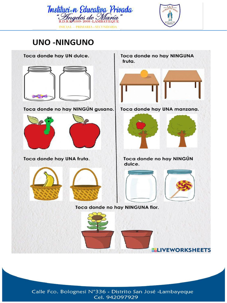 FICHA DE MATEMATICA UNO NINGUNO CLASE | PDF