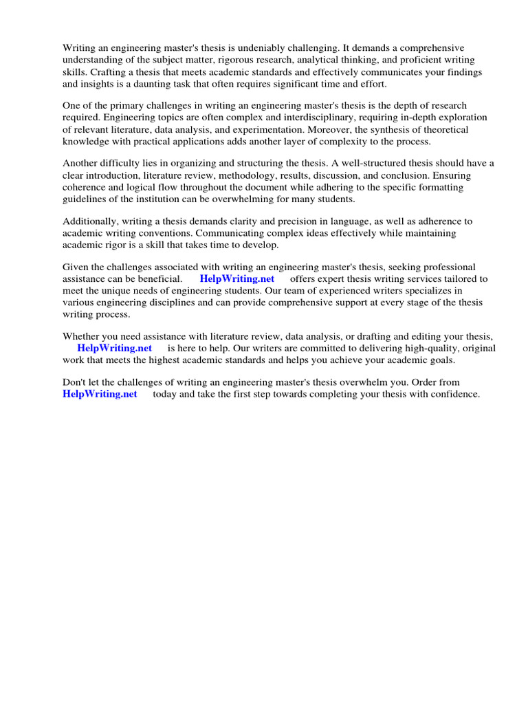 How To Write An Engineering Masters Thesis | PDF | Engineering | Thesis