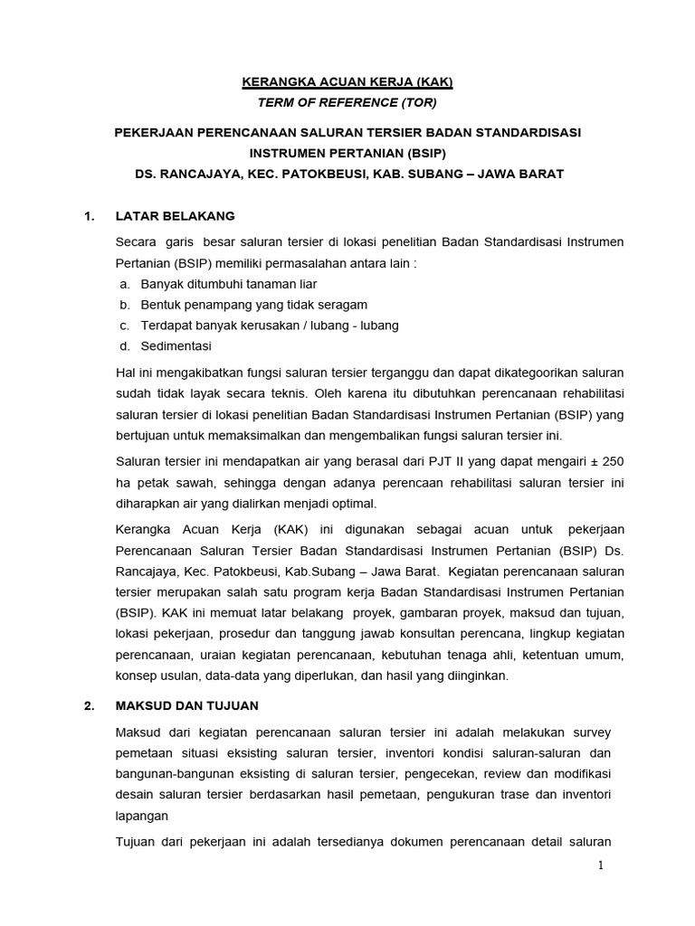 Perencanaan Rehabilitasi Saluran Tersier | PDF