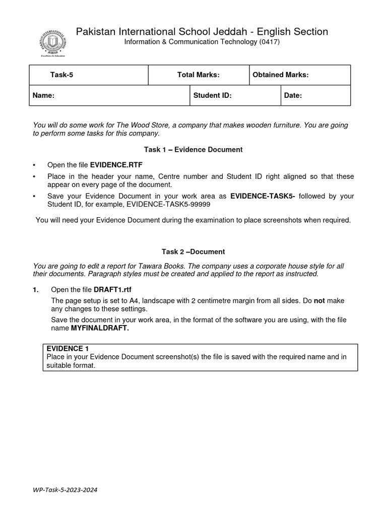 WP-T5 Ict | PDF | Paragraph | Chart