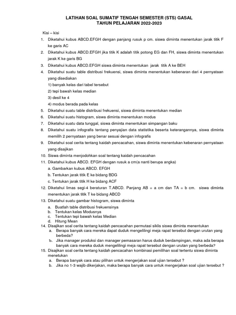 Latihan Soal STS | PDF