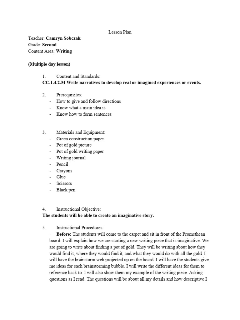 lesson plan writing | PDF | Lesson Plan | Brainstorming
