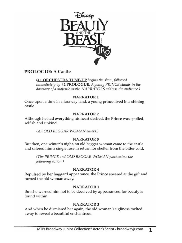 Beauty and The Beast JR Script Part 1 | PDF