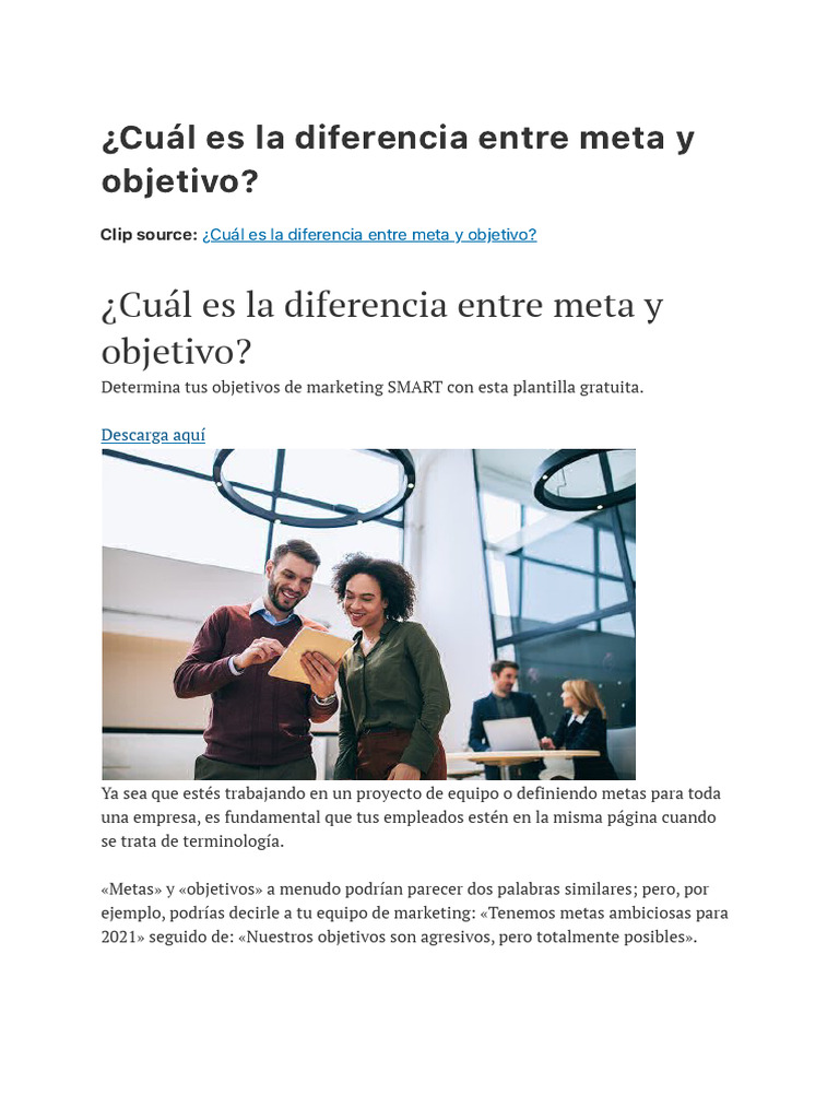 ¿Cuál Es La Diferencia Entre Meta y Objetivo | PDF | Marketing | Marca