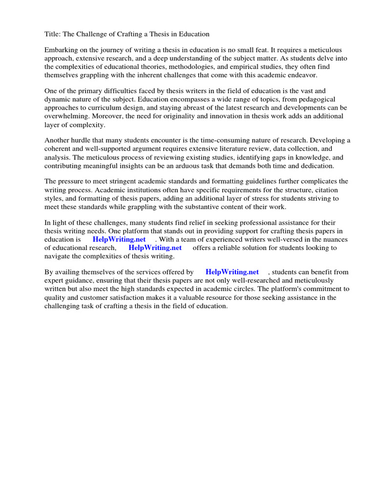 Sample Thesis Paper in Education | PDF | Thesis | Knowledge