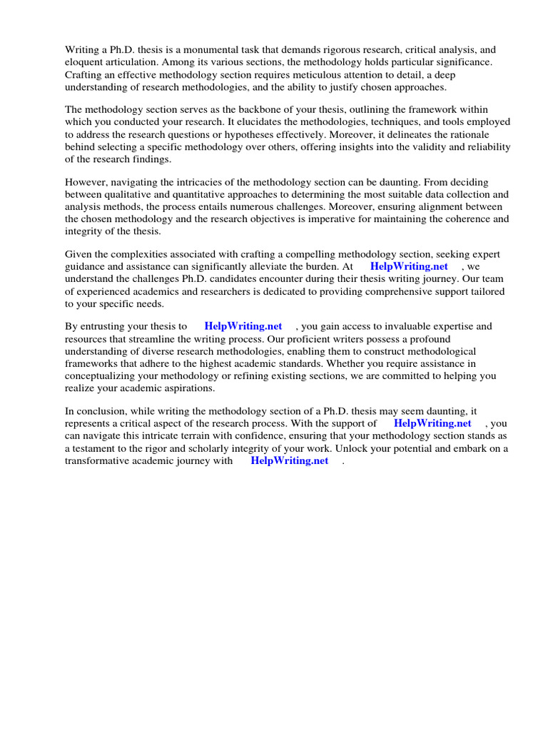 PHD Thesis Methodology Section | PDF | Methodology | Thesis
