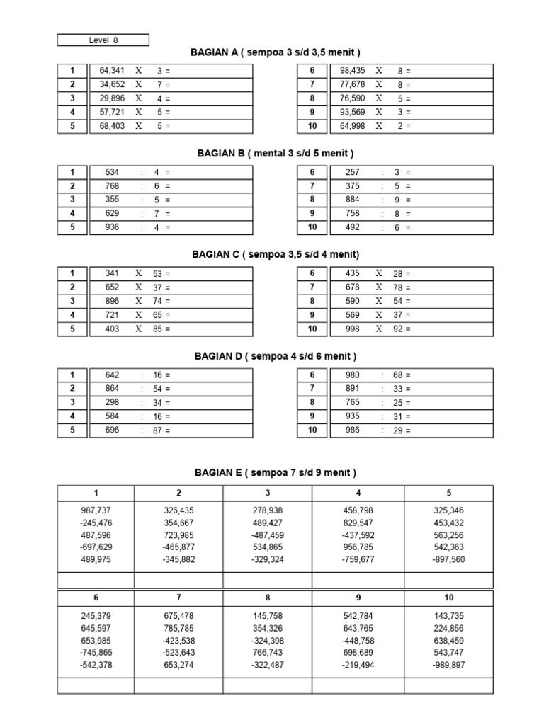 Latihan Level 8 | PDF