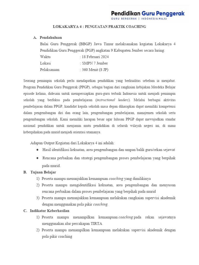 Laporan Lokakarya 4 | PDF | Karier & Perkembangan