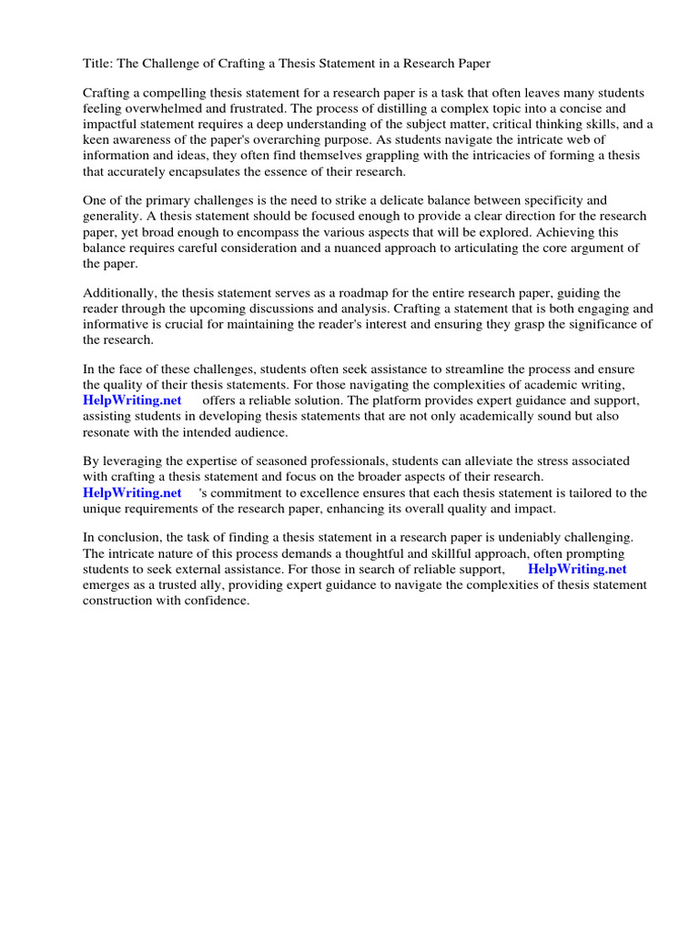 How To Find Thesis Statement in Research Paper | PDF | Essays | Thesis