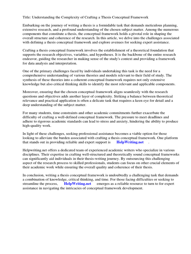 Thesis Conceptual Framework Definition | PDF | Theory | Thesis Thesis Conceptual Framework Definition | PDF | Theory | Thesis