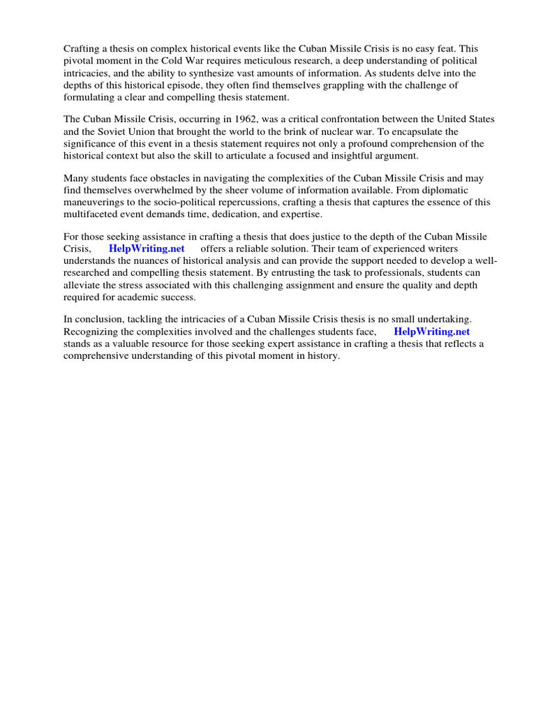 Cuban Missile Crisis Thesis Statement | PDF | Cuban Missile Crisis | Cuba