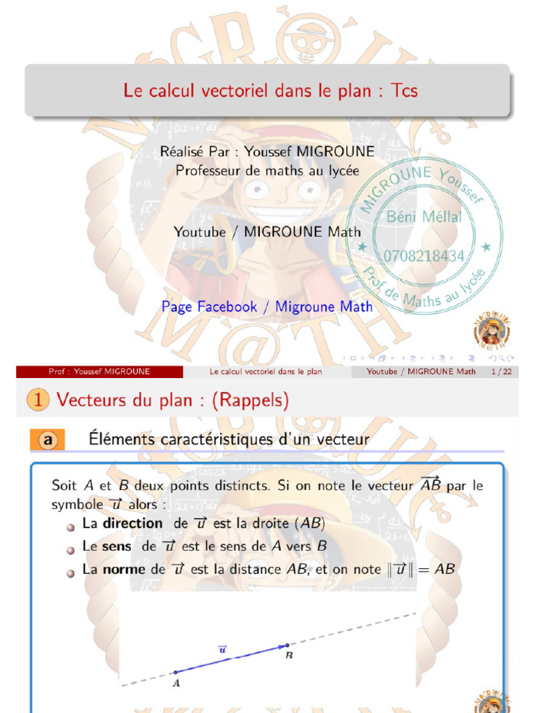 Calcul Vectoriel Dans Le Plan - Tcs | PDF