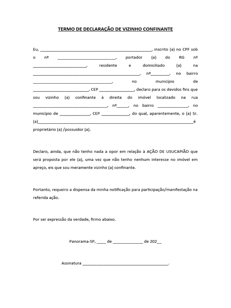 Declaração Confrontantes | PDF