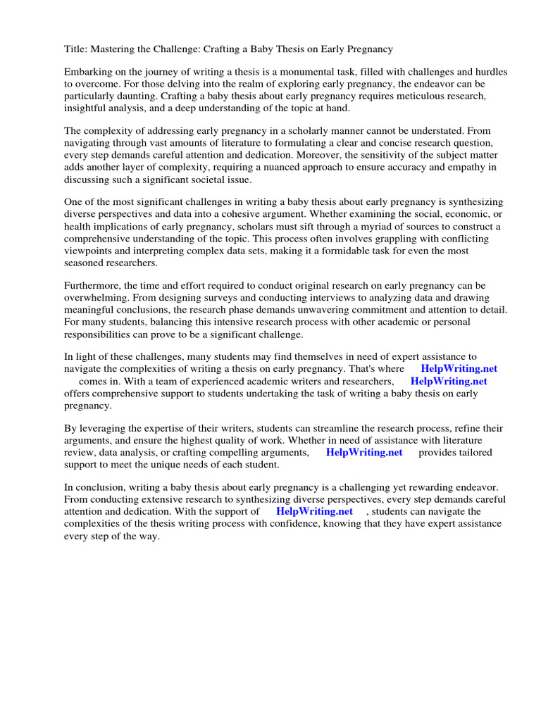 Baby Thesis About Early Pregnancy | PDF | Pregnancy | Miscarriage
