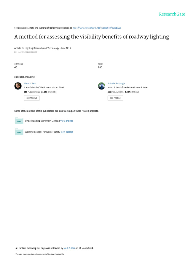 A Method For Assessing The Visibility Benefits of | PDF | Contrast (Vision) | Lighting