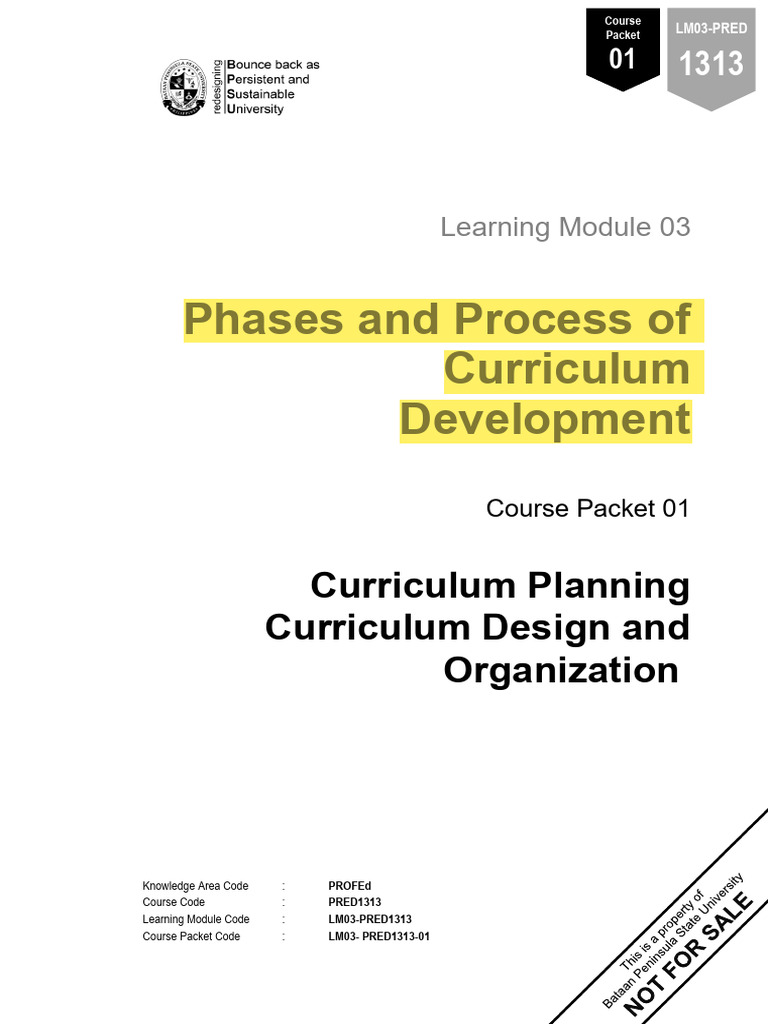 Module - Curriculum Planning, Design and Organization | PDF | Curriculum | Learning