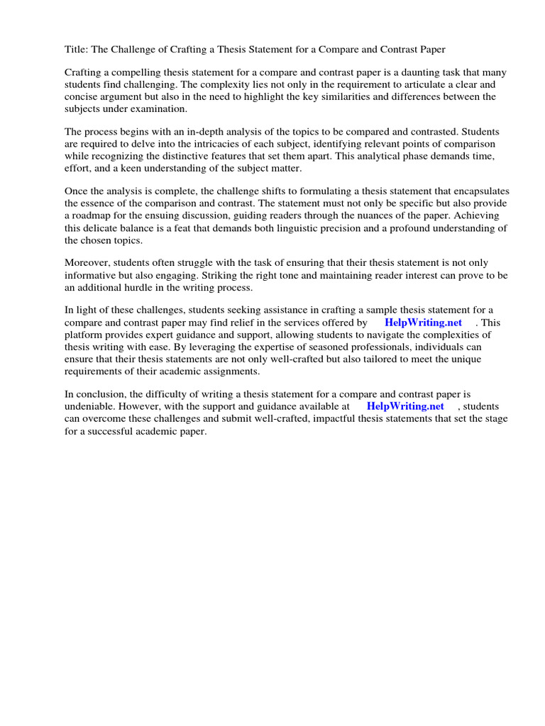 Thesis Statement Tips for Compare Papers | PDF | Essays | Thesis