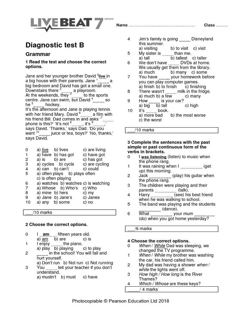 LB7 Diagnostic Test B | PDF