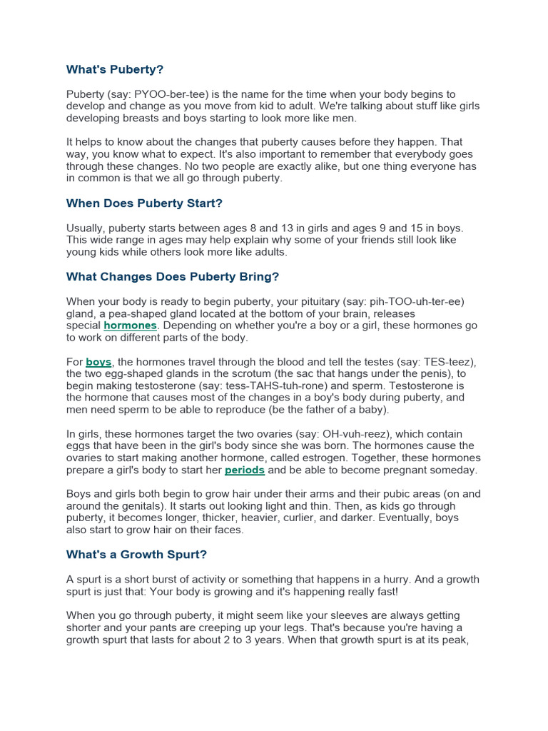 Puberty Pdf Puberty Breast