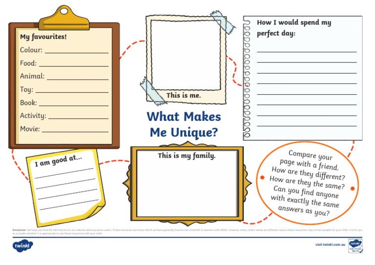 What Makes Me Unique - Worksheet | PDF